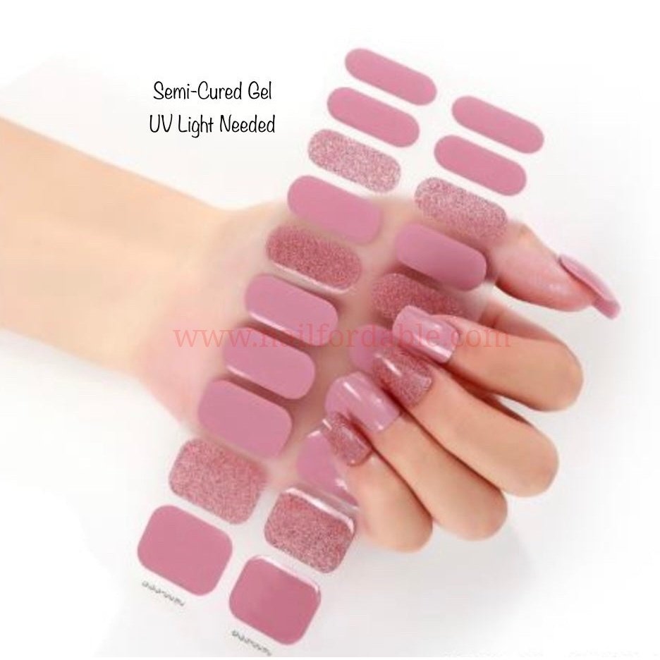 Elegant Pink - Semi-Cured Gel Wraps (UV) | Nail Wraps | Nail Stickers ...