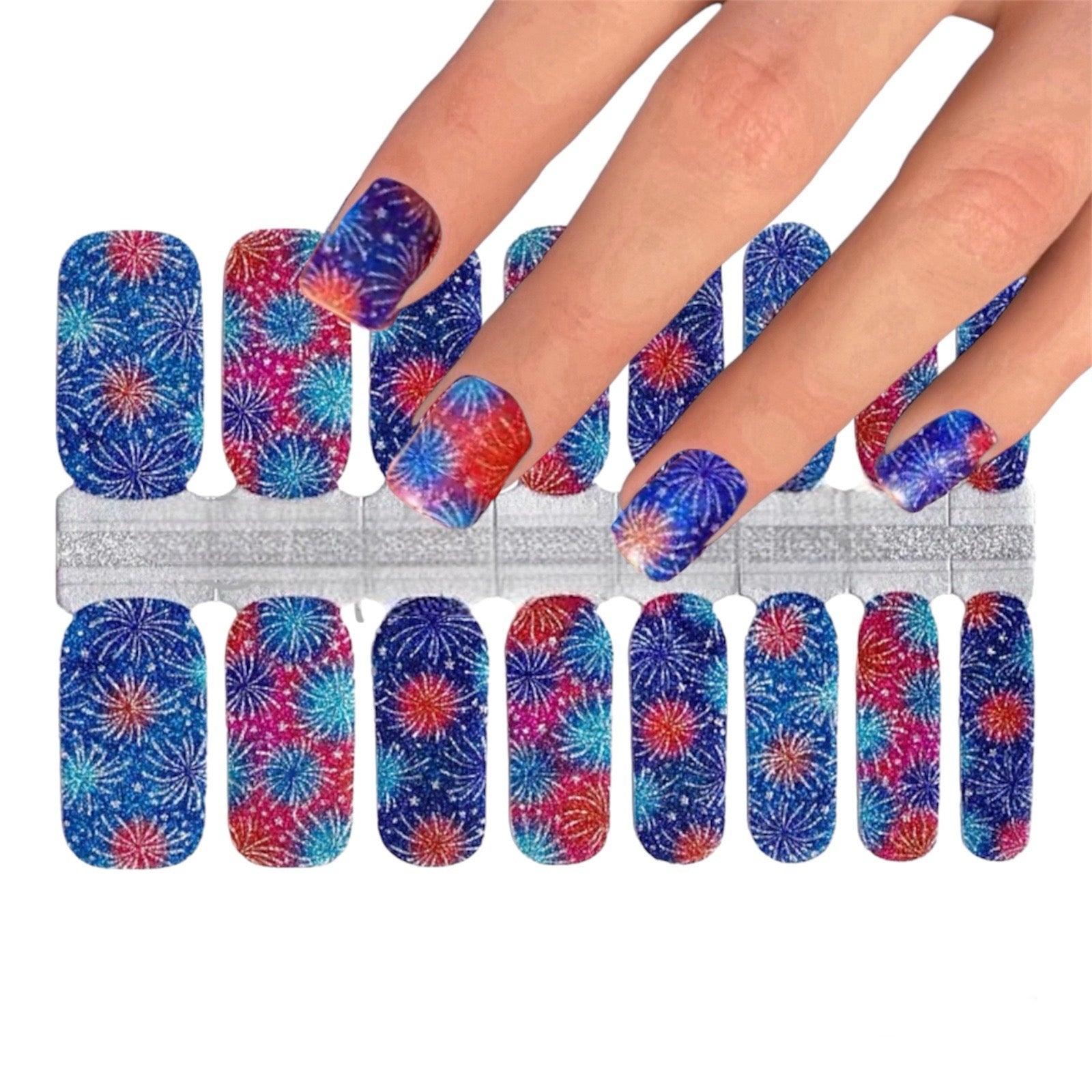 Fireworks (Glitter)| Nail Wraps | Nail Stickers | Nail Strips | Gel ...