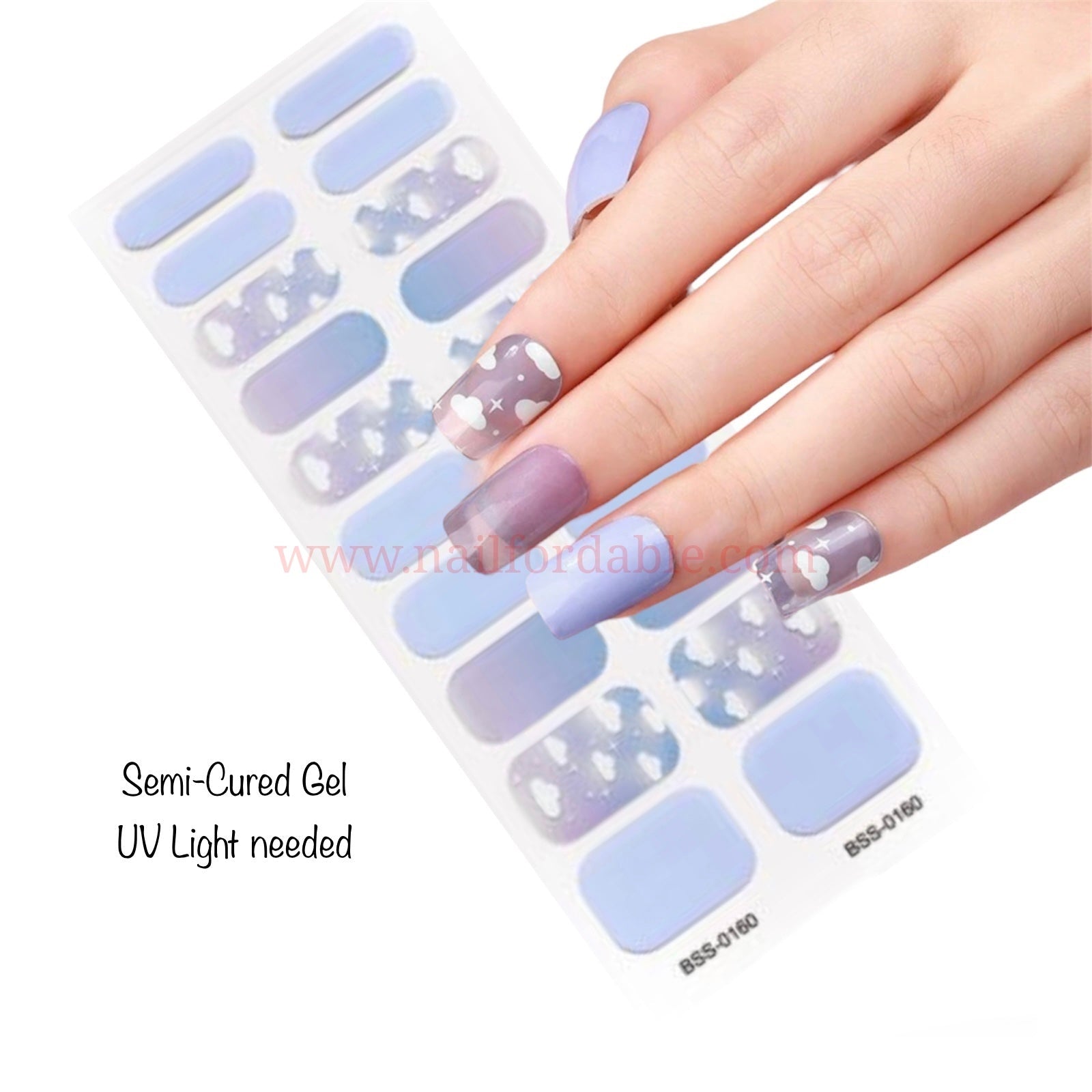 Clouds- Semi-Cured Gel Wraps (UV) | Nail Wraps | Nail Stickers | Nail ...