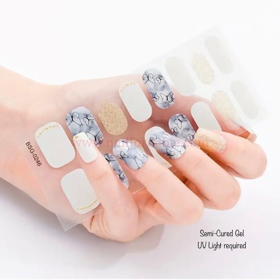 Drawing Butterflies - Semi-Cured Gel Wraps (UV) | Nail Wraps | Nail ...