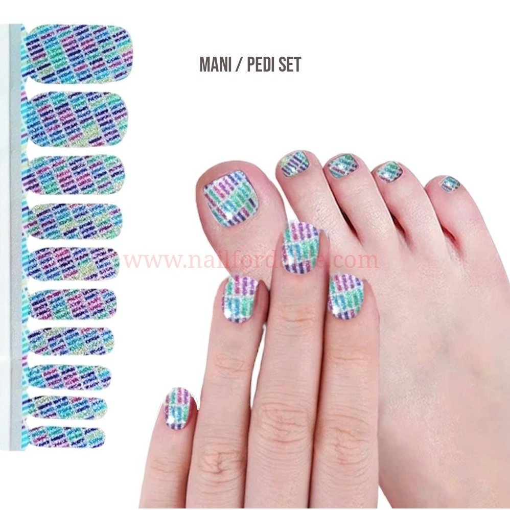 Gridded Pattern| Nail Wraps | Nail Stickers | Nail Strips | Gel Nails ...