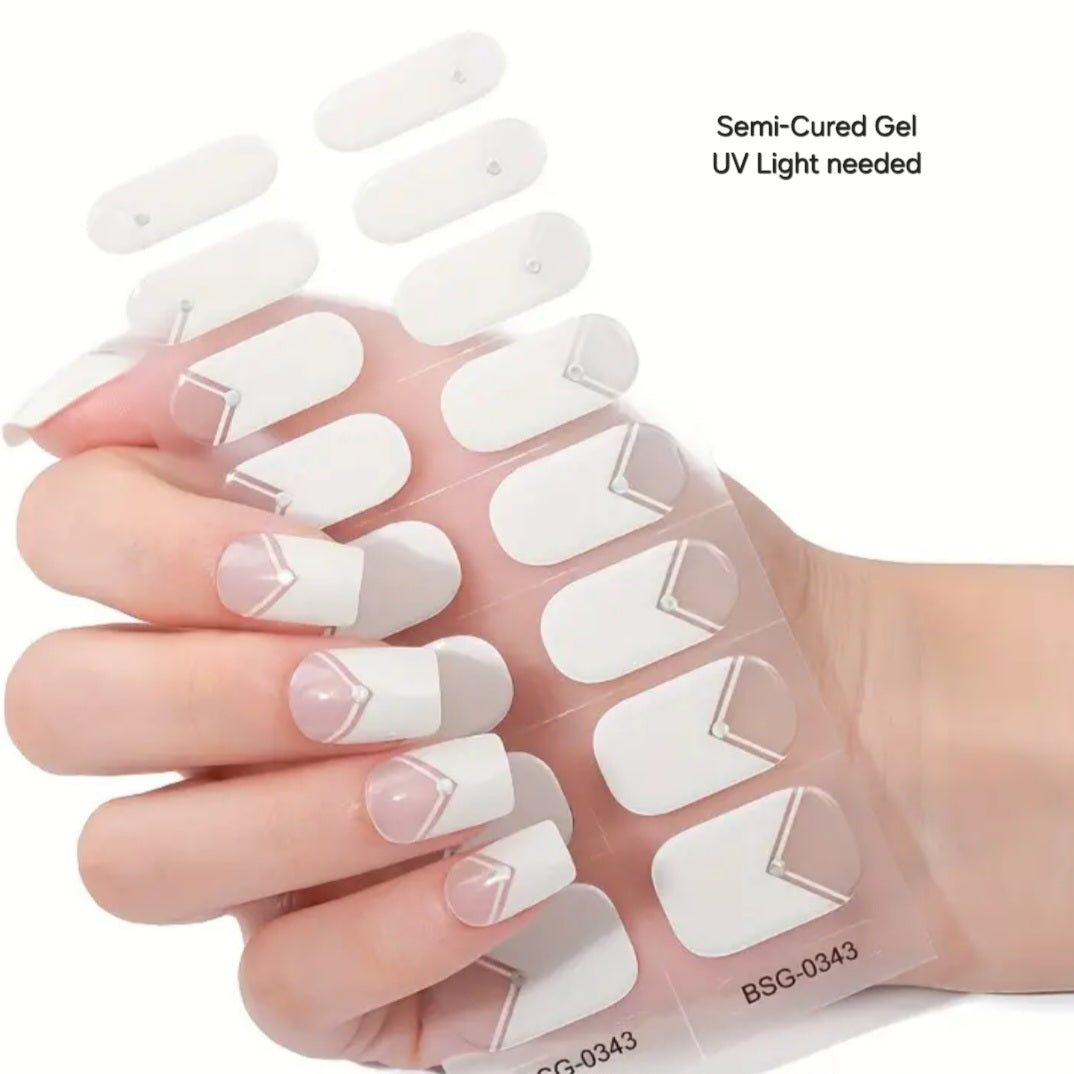 Half White - Semi-Cured Gel Wraps (UV) | Nail Wraps | Nail Stickers ...