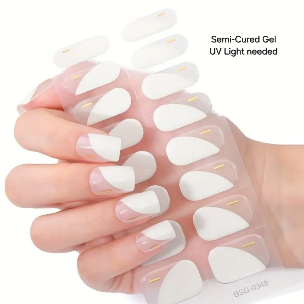 Half White - Semi-Cured Gel Wraps (UV) | Nail Wraps | Nail Stickers ...
