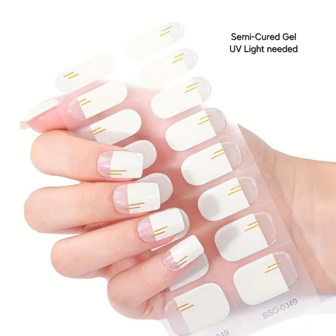 Half White - Semi-Cured Gel Wraps (UV) | Nail Wraps | Nail Stickers ...