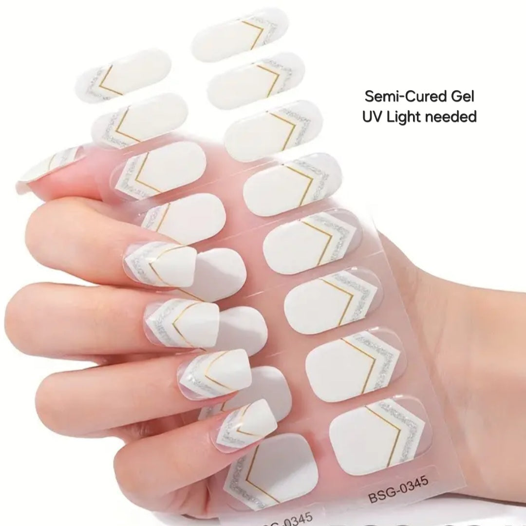 Half White - Semi-Cured Gel Wraps (UV) | Nail Wraps | Nail Stickers ...
