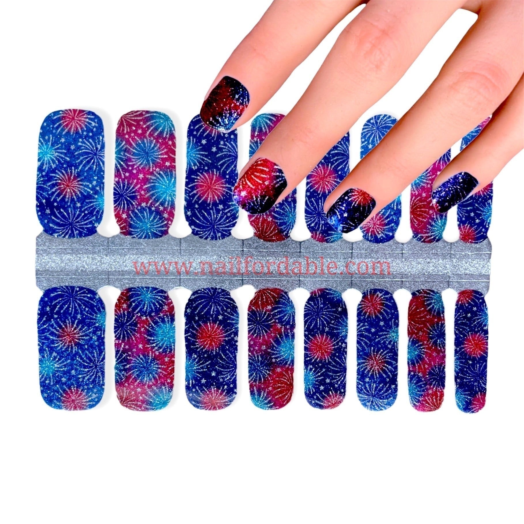 Fireworks (Glitter)| Nail Wraps | Nail Stickers | Nail Strips | Gel ...