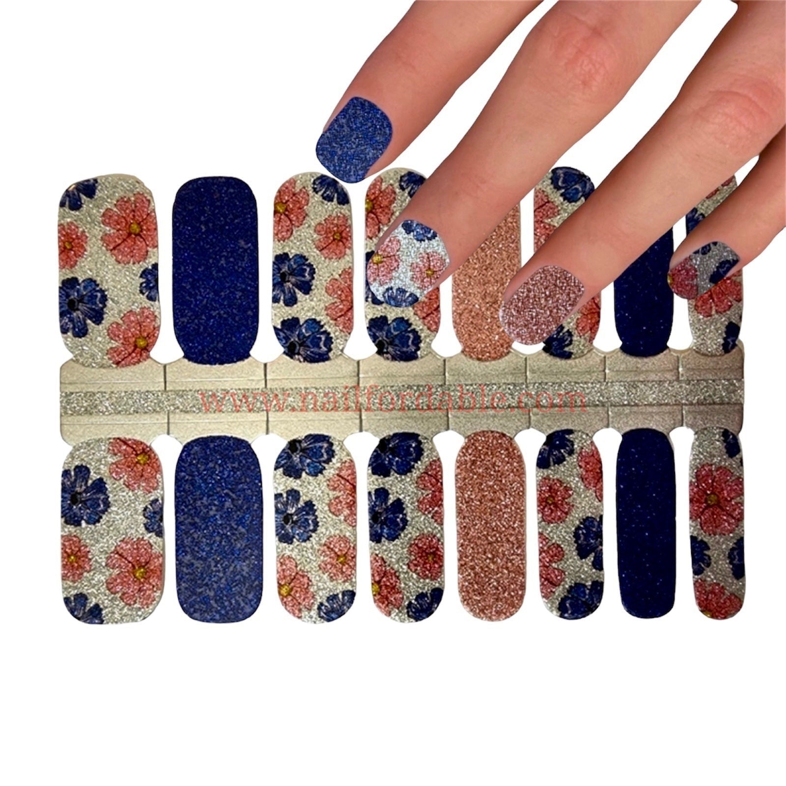 Flowers (glitter)| Nail Wraps | Nail Stickers | Nail Strips | Gel Nails ...