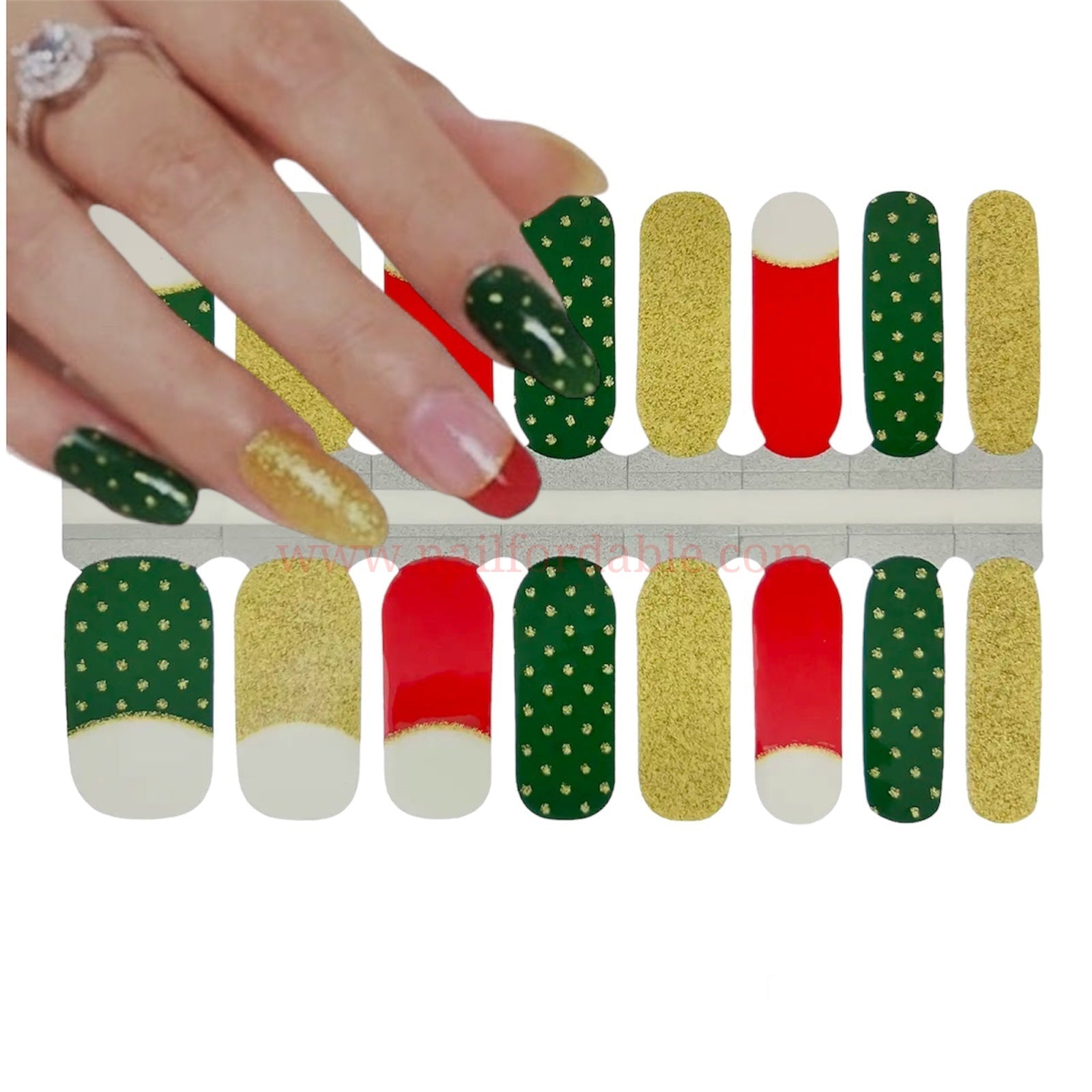 Holiday french tips| Nail Wraps | Nail Stickers | Nail Strips | Gel ...