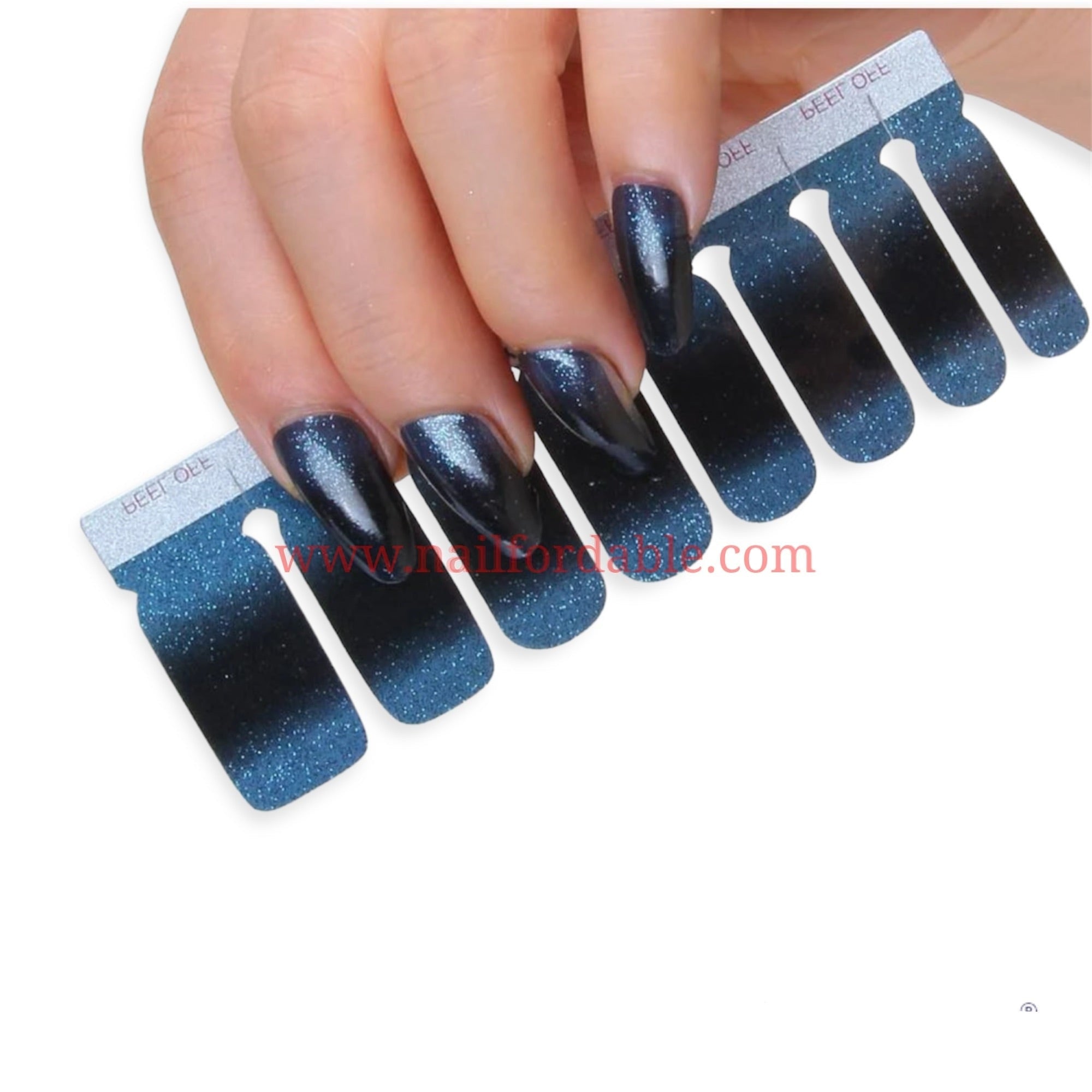 Blue to black (gradient)| Nail Wraps | Nail Stickers | Nail Strips ...