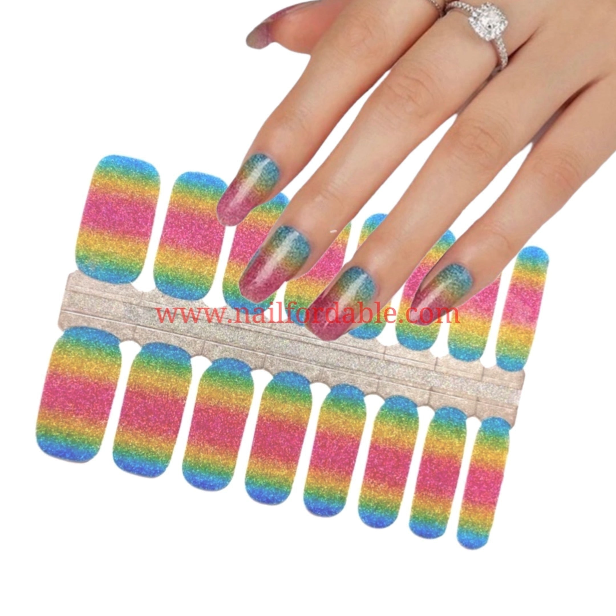 Rainbow colors| Nail Wraps | Nail Stickers | Nail Strips | Gel Nails ...