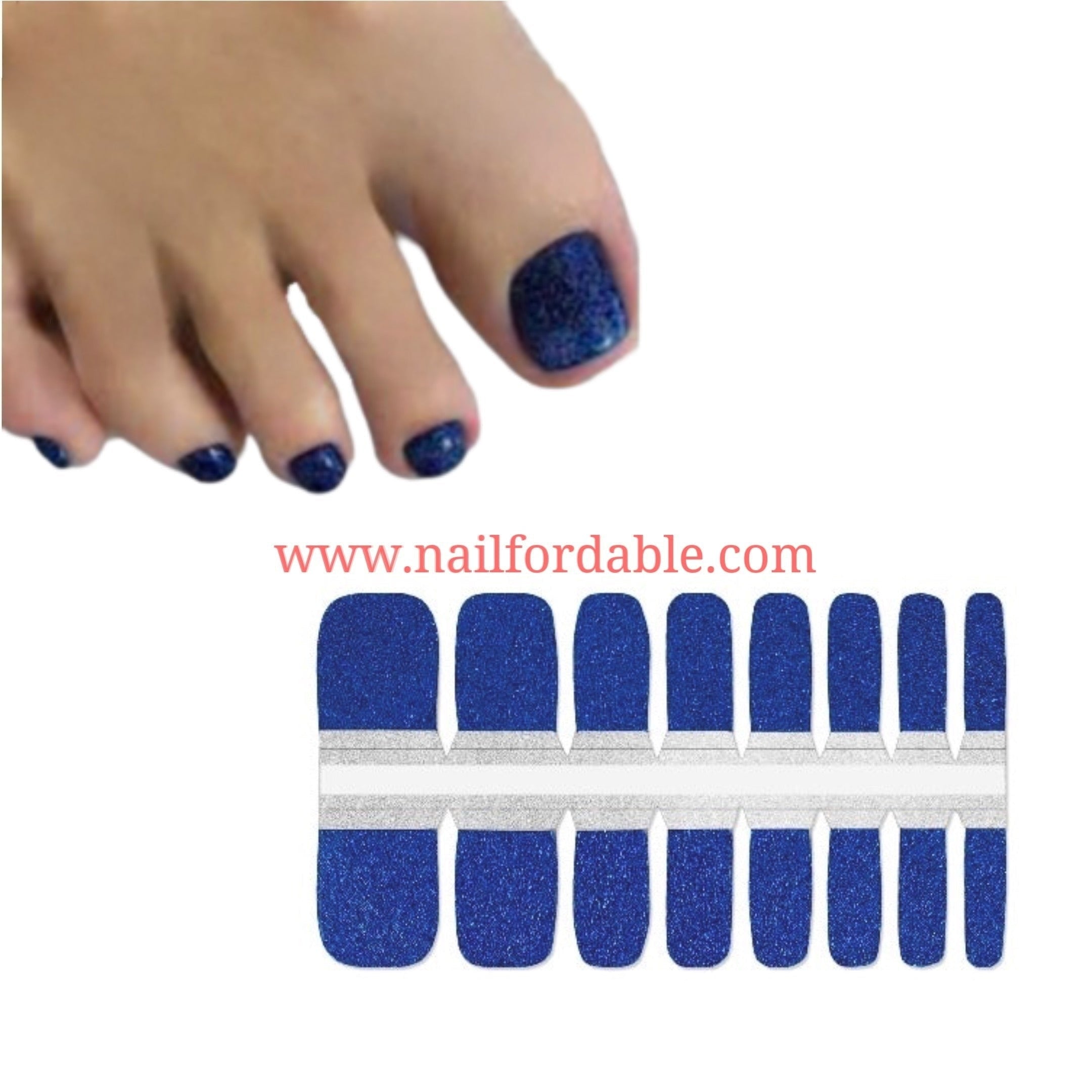 Dark Blue (Glitter)| Nail Wraps | Nail Stickers | Nail Strips | Gel ...