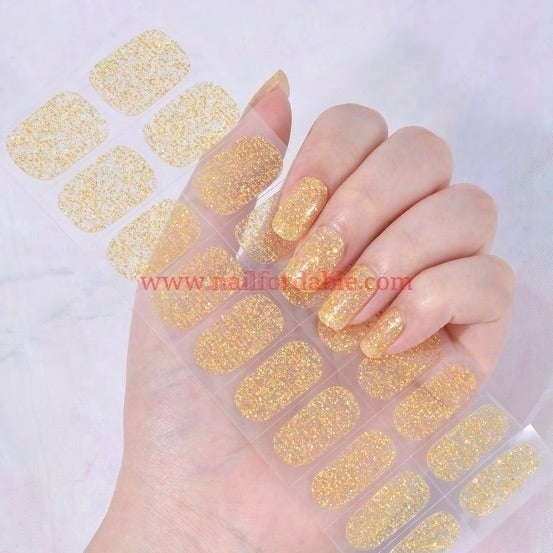 Gold sparkles - Cured Gel Wraps (Air Dry/Non UV) | Nail Wraps | Nail Stickers | Nail Strips ...